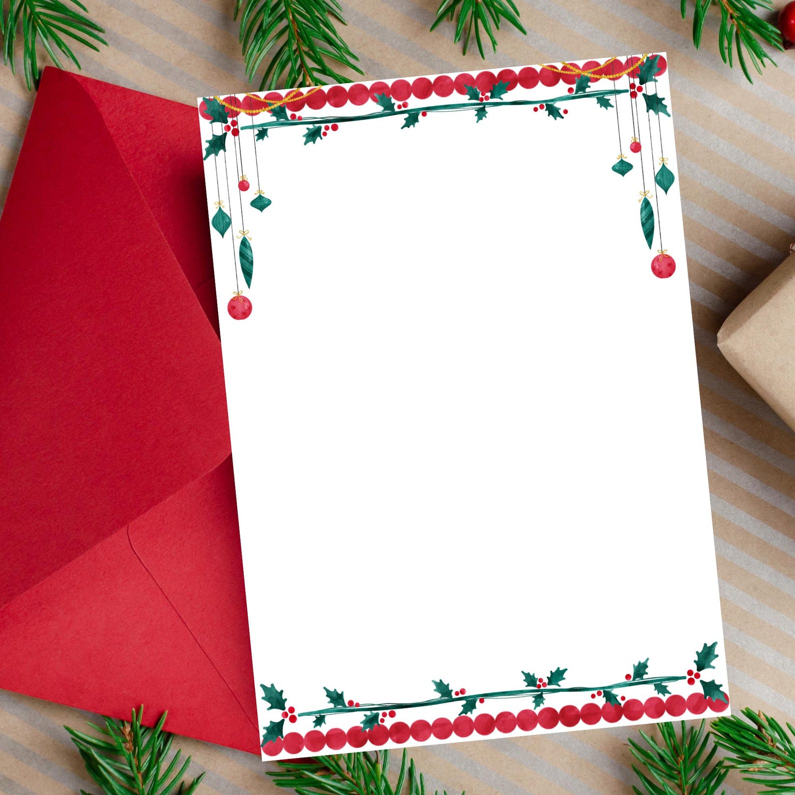 Printable Christmas Letter, Digital Christmas Stationary Paper ...
