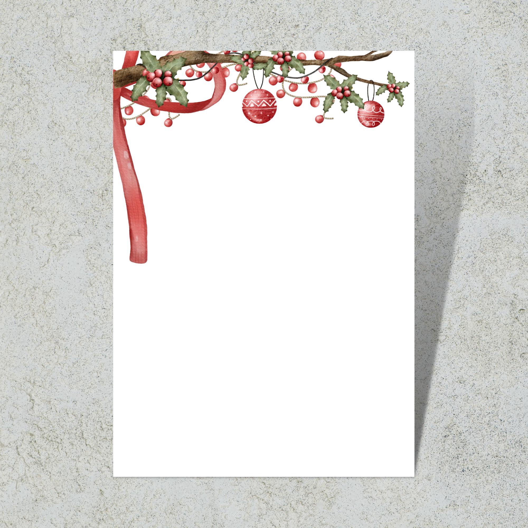 Printable Christmas Letter, Digital Christmas Stationary Paper ...