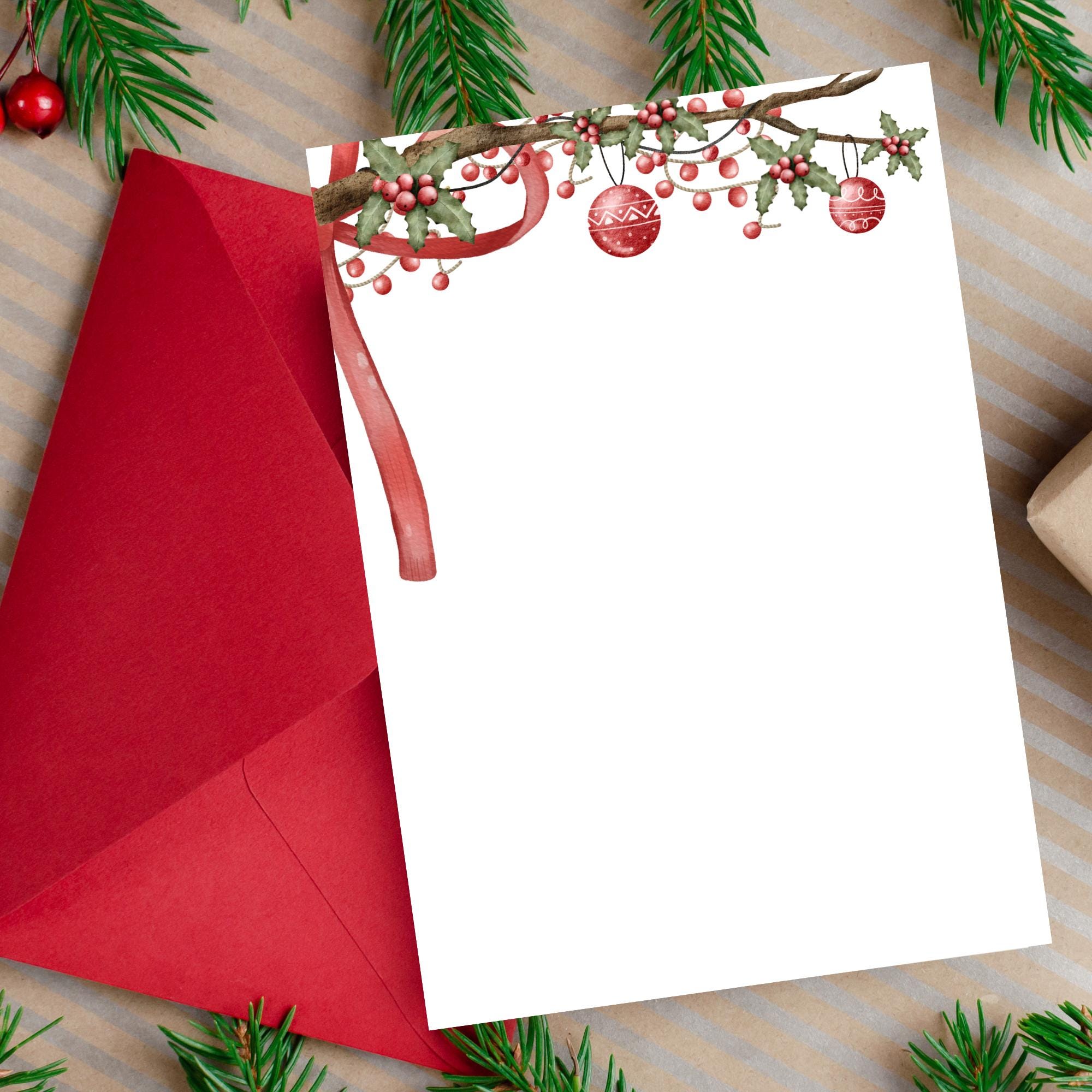 Printable Christmas Letter, Digital Christmas Stationary Paper ...