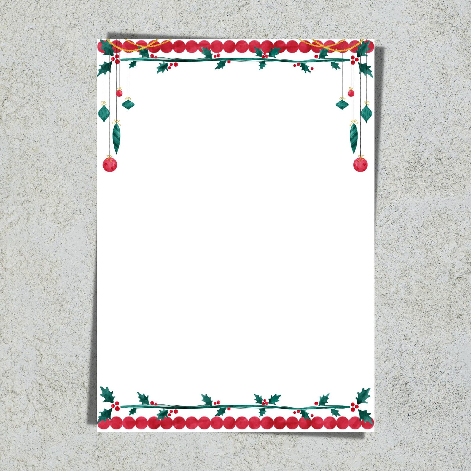 Printable Christmas Letter, Digital Christmas Stationary Paper ...