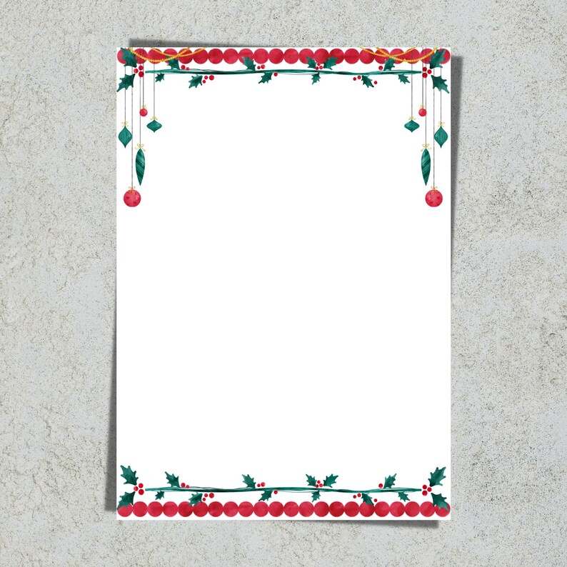 Printable Christmas Letter, Digital Christmas Stationary Paper ...