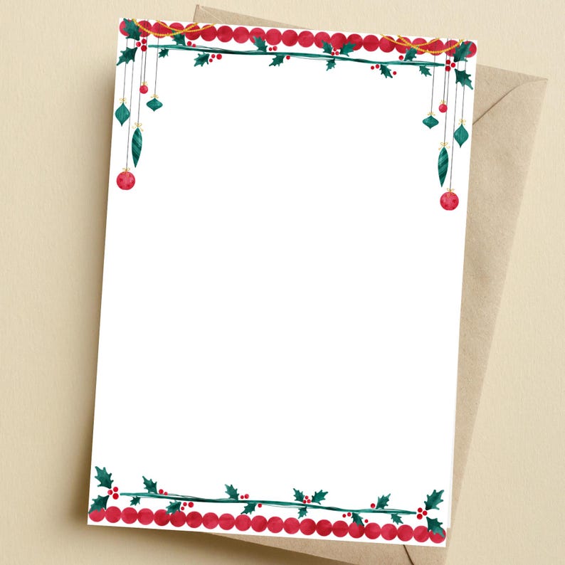 Printable Christmas Letter, Digital Christmas Stationary Paper ...