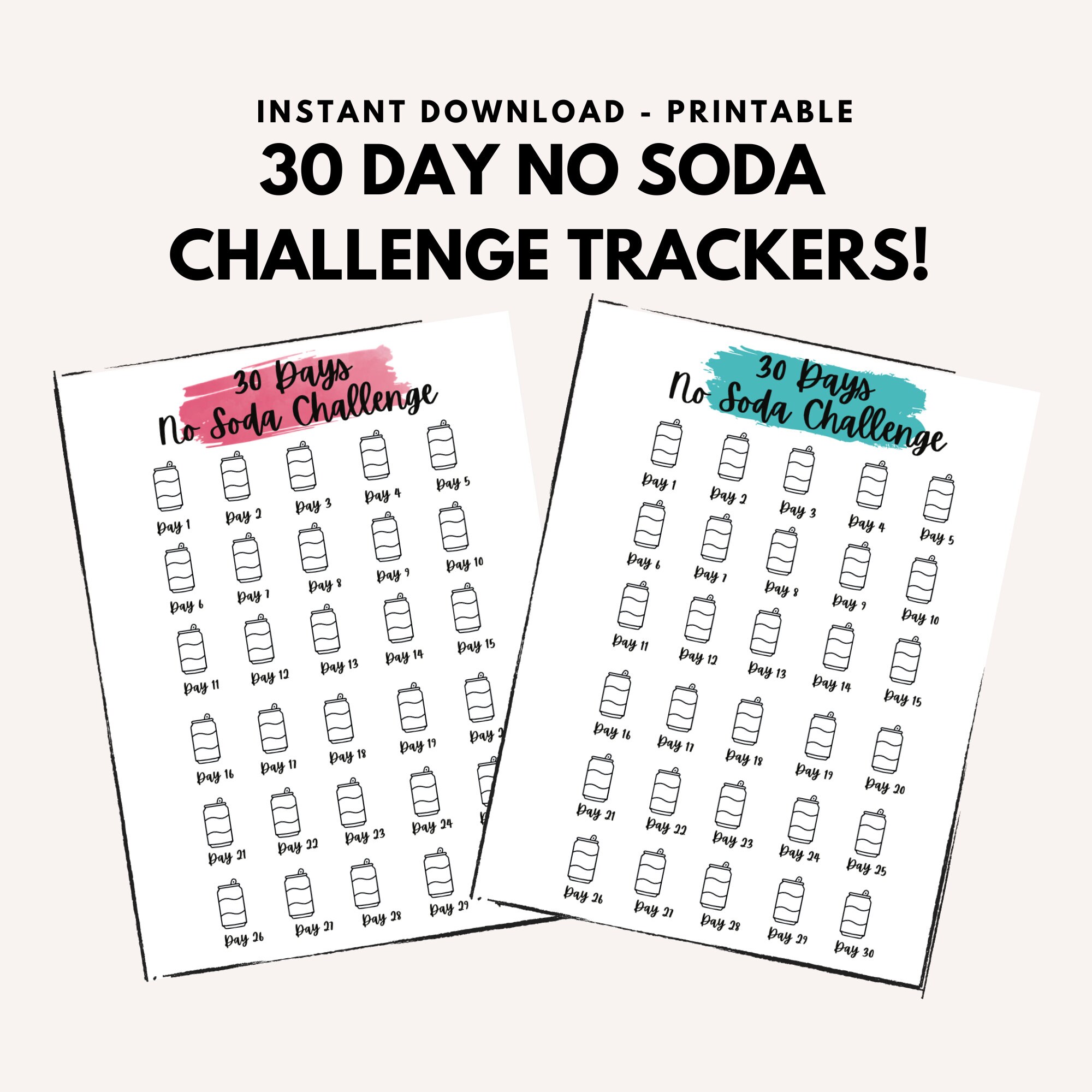 Printable 30 Days No Soda Challenge Tracker A4 PDF Habit Tracker ...