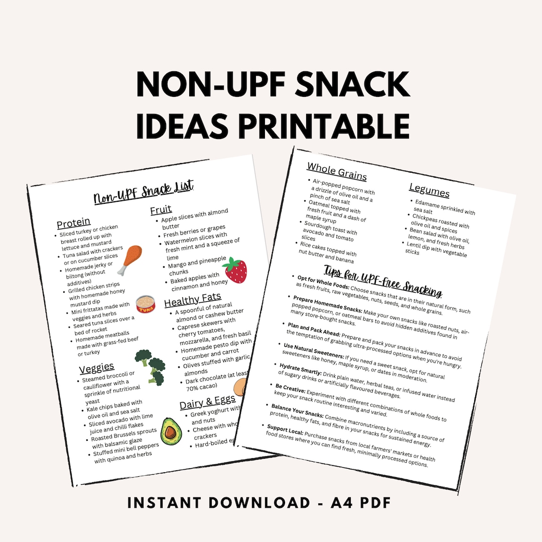 Printable Non-upf Snacks List Healthy, Unprocessed Snack Ideas Non ...