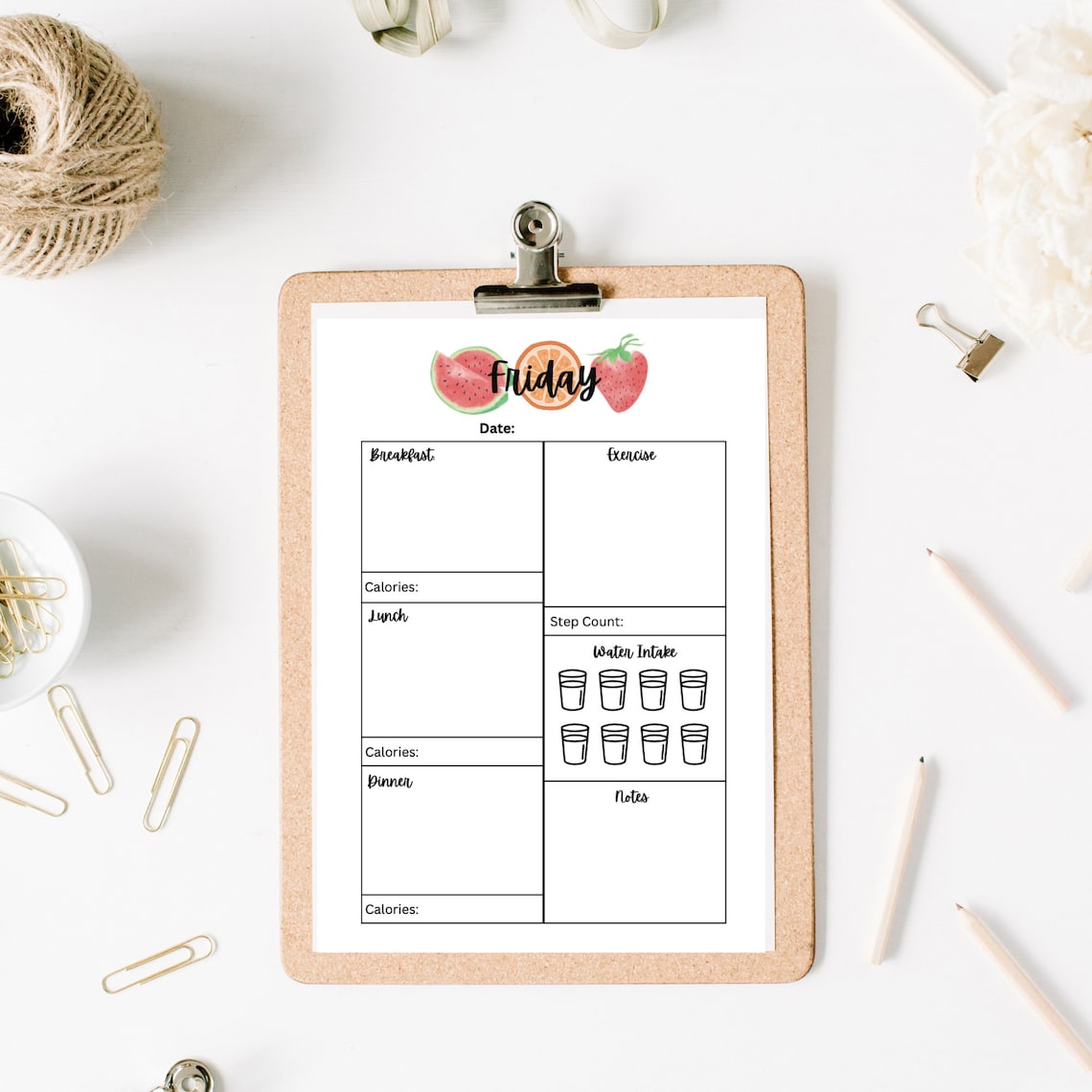 7 Days Daily Diary Sheets A4 Printable for Calorie Counting, Meal ...