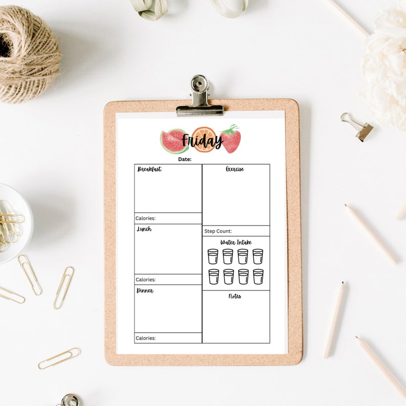 7 Days Daily Diary Sheets A4 Printable for Calorie Counting, Meal ...