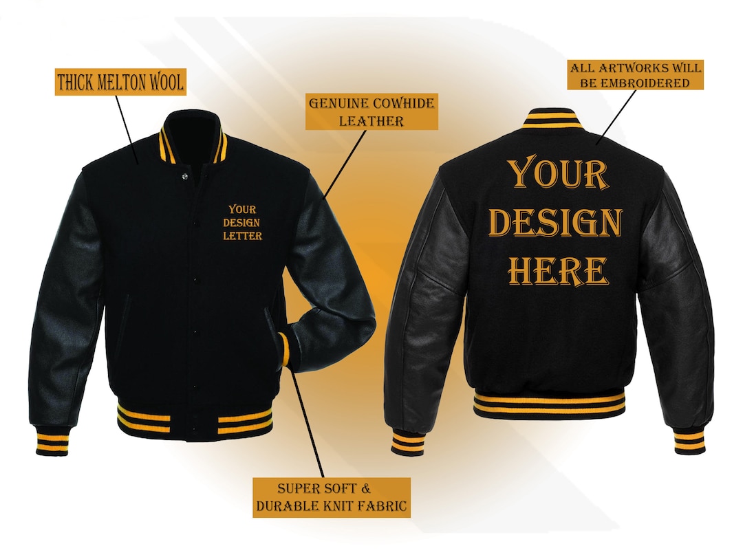 Varsity Jacket Custom Lettermen Jacket High Quality Genuine Leather ...