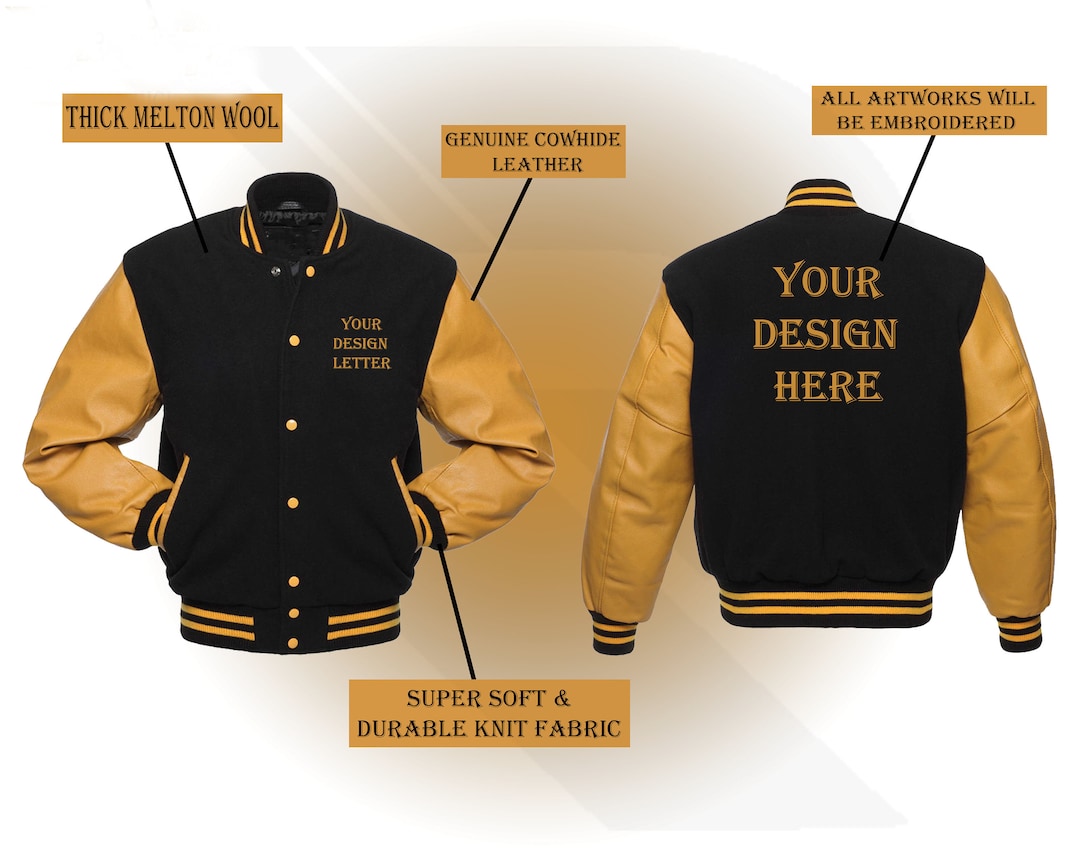 Customizable Leather Varsity Jacket Handmade Tailored Just for You ...
