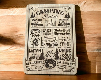 Camping Rules - Laser Engraved Slate Sign - Etsy