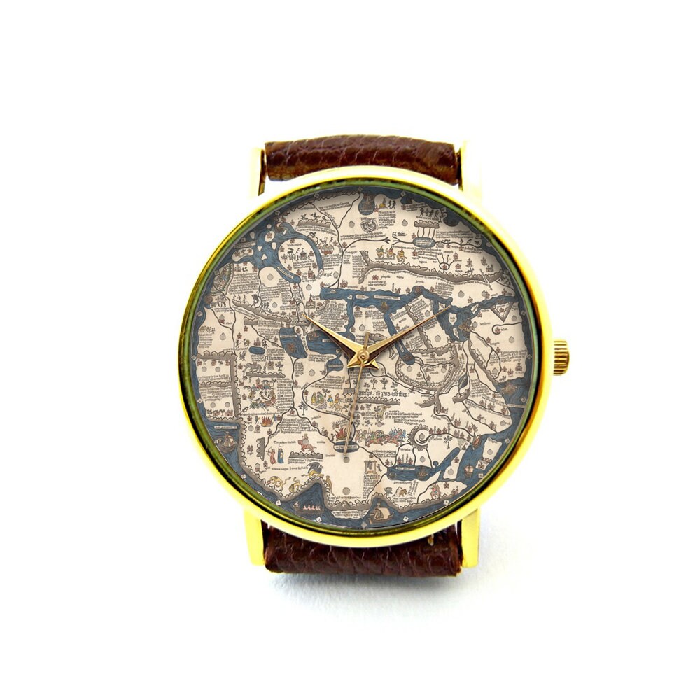 Borgia Flat Earth World Map Watch 1797 Medieval Mappa Mundi Wristwatch ...