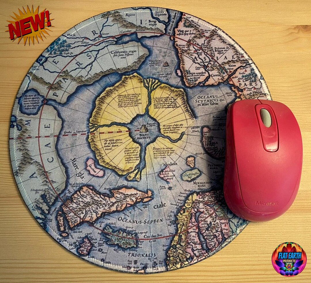 Hyperborea North Pole Flat Earth Map Mousepad 1595 Mercator PC Mat ...