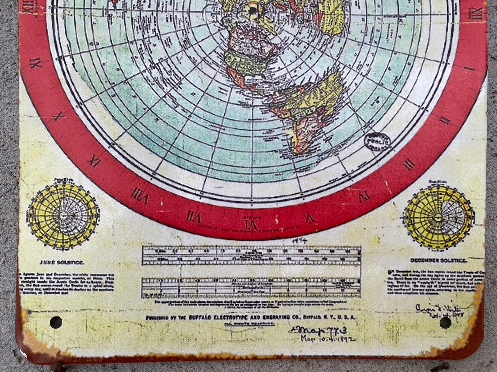 Gleason 1892 Flat Earth Map Metal Sign Wall Mural Pub Garage Decoration ...