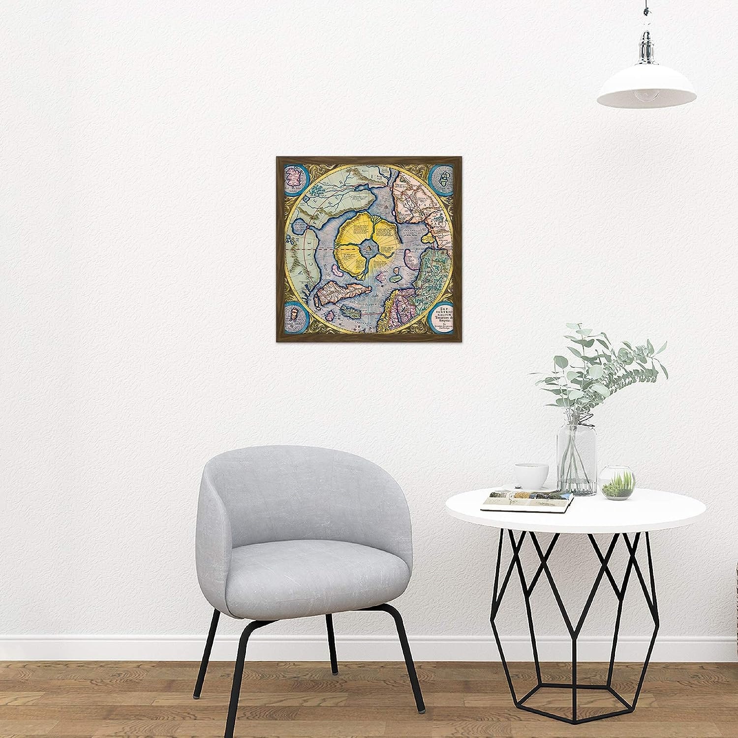 Flat Earth Hyperborea North Pole World Map Canvas Poster XL Printing HD ...