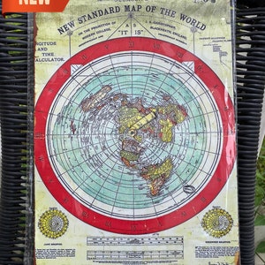 Gleason 1892 Flat Earth Map Metal Sign Wall Mural Pub Garage Decoration ...