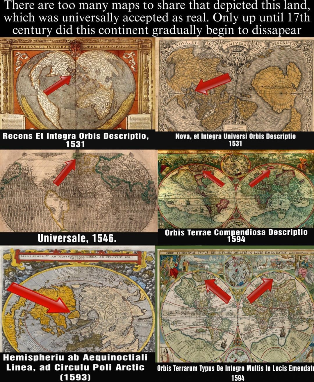 Flat Earth Hyperborea North Pole World Map Canvas Poster XL Printing HD ...