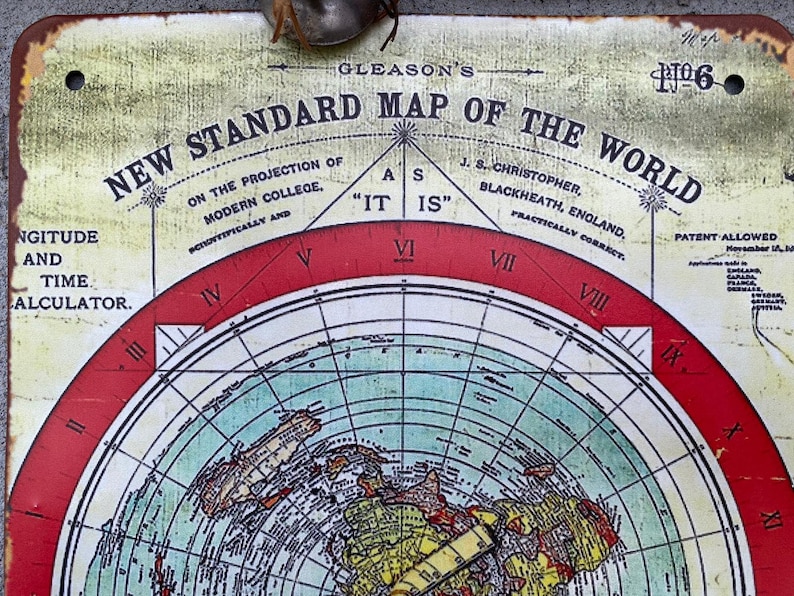 Gleason 1892 Flat Earth Map Metal Sign Wall Mural Pub Garage Decoration ...