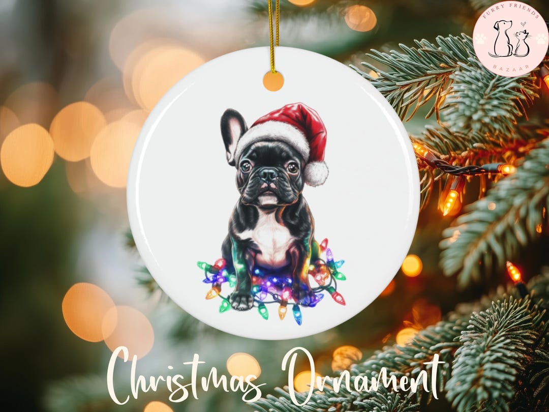 French Bulldog Christmas Ornament | Santa French Bull Dog Ornament ...