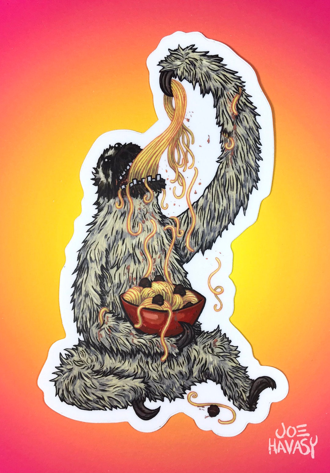 Sloth Eating Spaghetti Sticker - Etsy