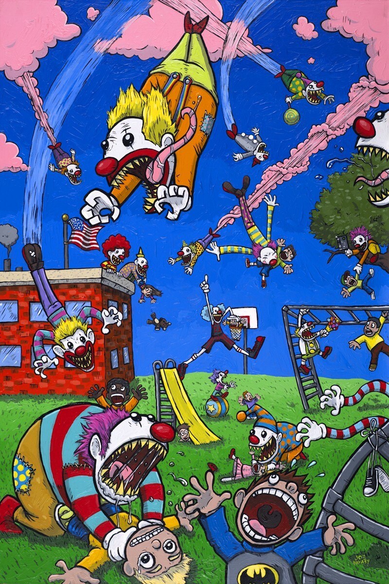 Flying Clowns Descend on the Schoolyard 13x19 Print - Etsy
