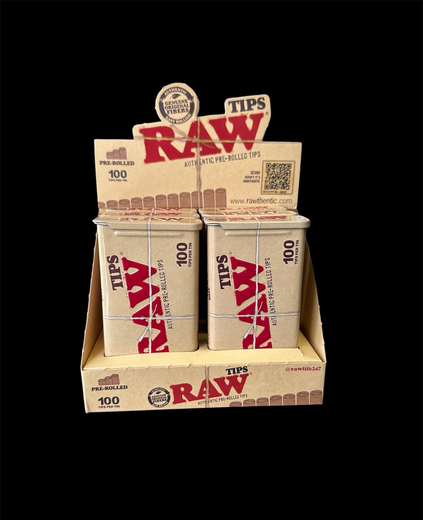 RAW PRE-ROLLED Tips 100 Count in a Reusable Metal Tin Case - Etsy