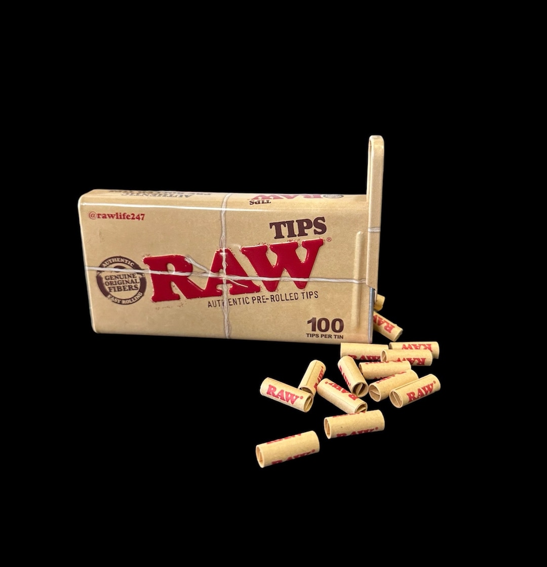 RAW PRE-ROLLED Tips 100 Count in a Reusable Metal Tin Case - Etsy