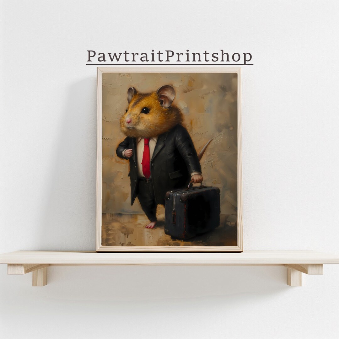 Printable Business Man Hamster Print Animal Art Printable Wall Art Oil ...