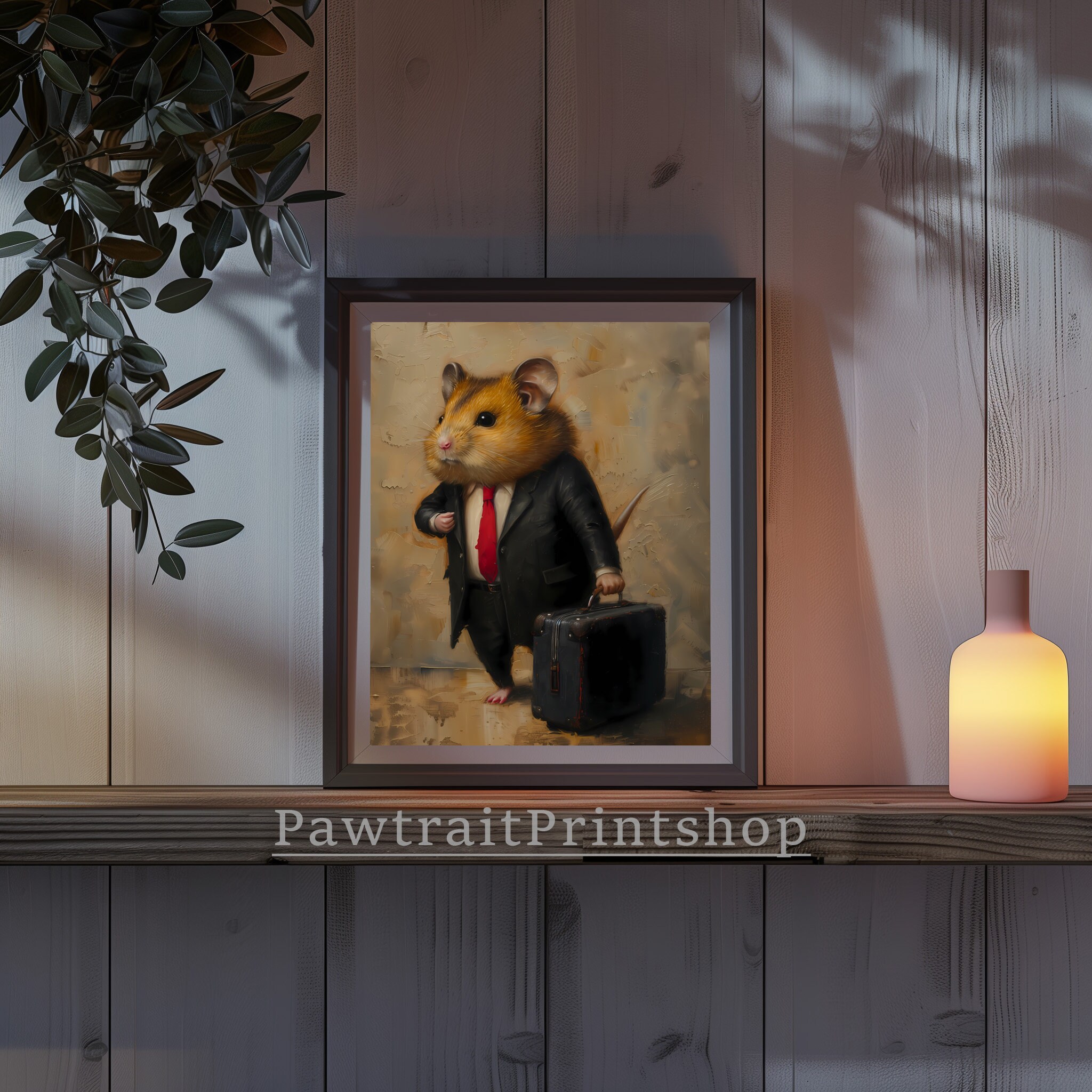 Printable Business Man Hamster Print Animal Art Printable Wall Art Oil ...