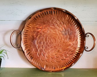 Large Round Copper Tray | Etsy