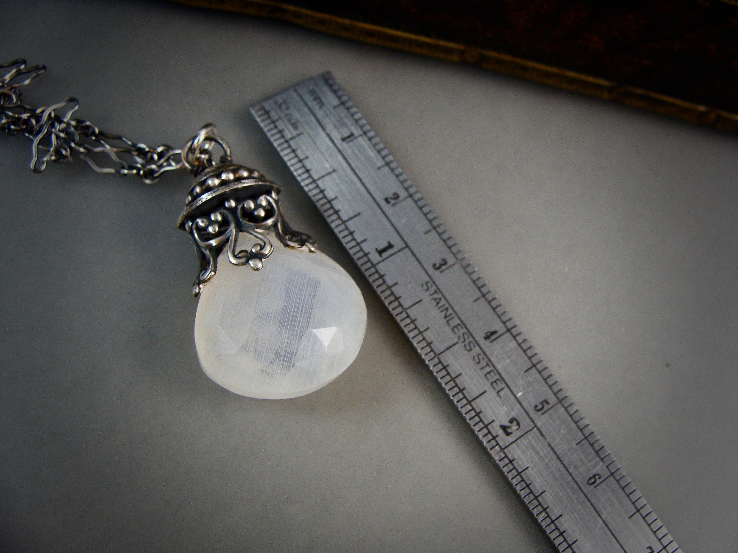 large rainbow moonstone pendulum ... sterling silver and moonstone ...