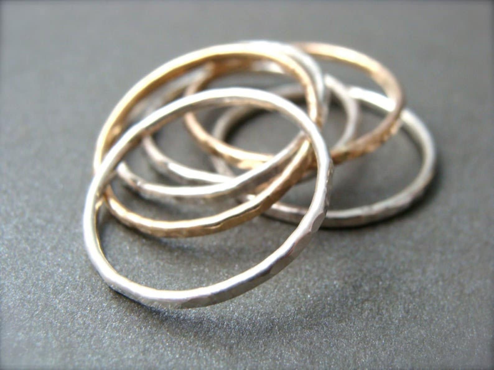 Six Stackable Rings Mixed Metal Stacking Rings Set - Etsy
