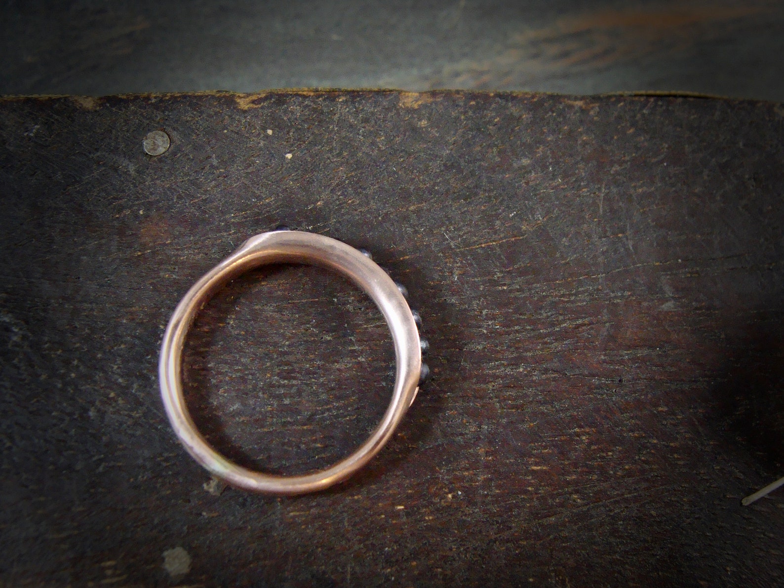 Solid 14k Rose Gold Peacock Pearl Stacking Ring – Cottagecore Band ...