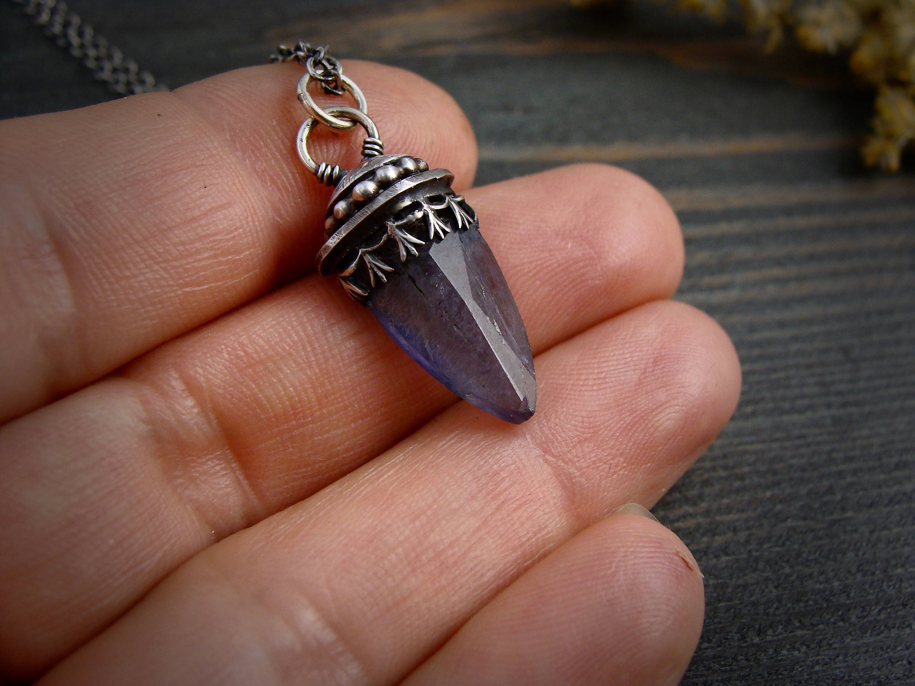 pendulum ... iolite pendant, gifts for her, unique jewelry, artisan jewelry