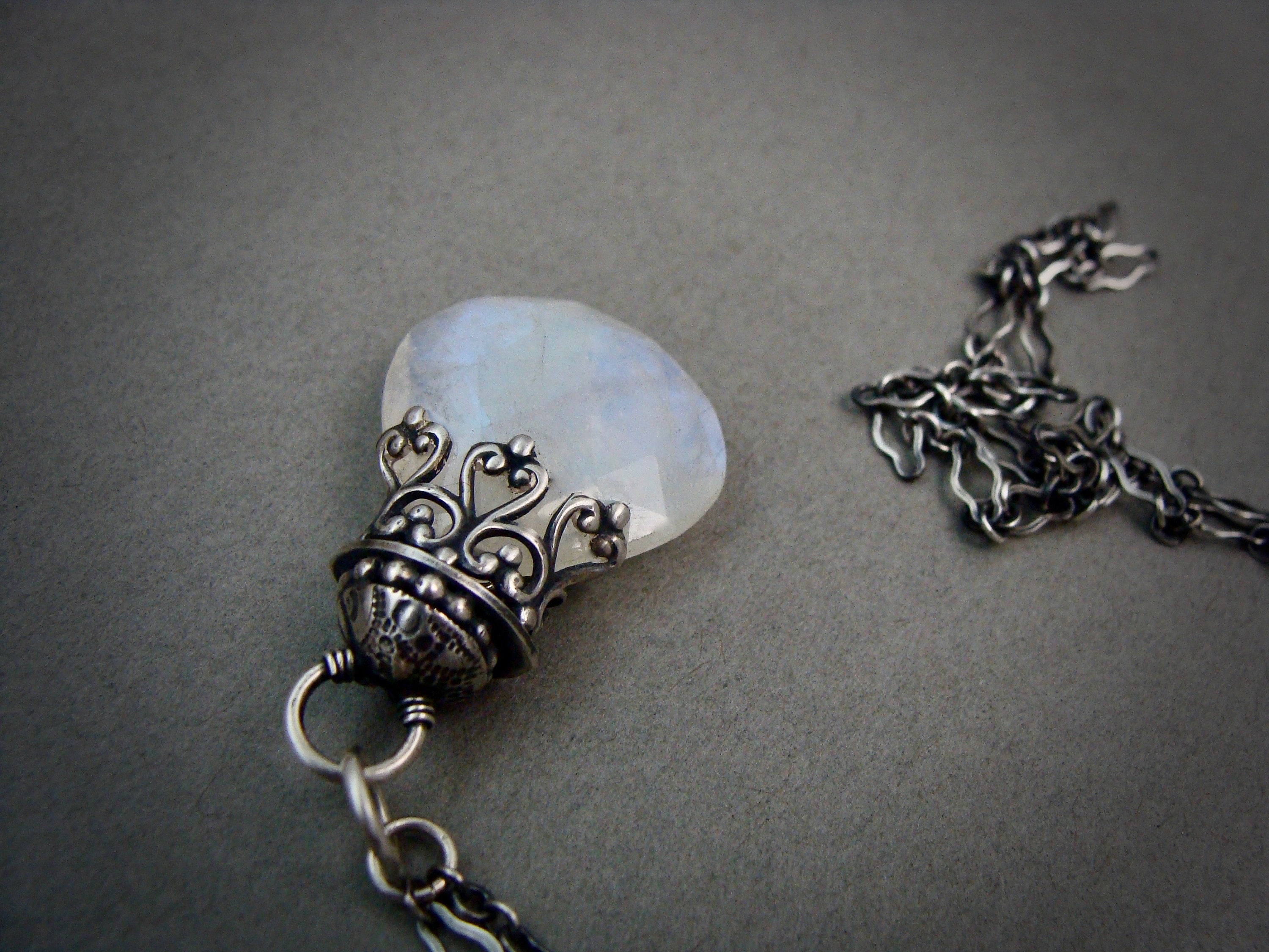 large rainbow moonstone pendulum ... sterling silver and moonstone ...