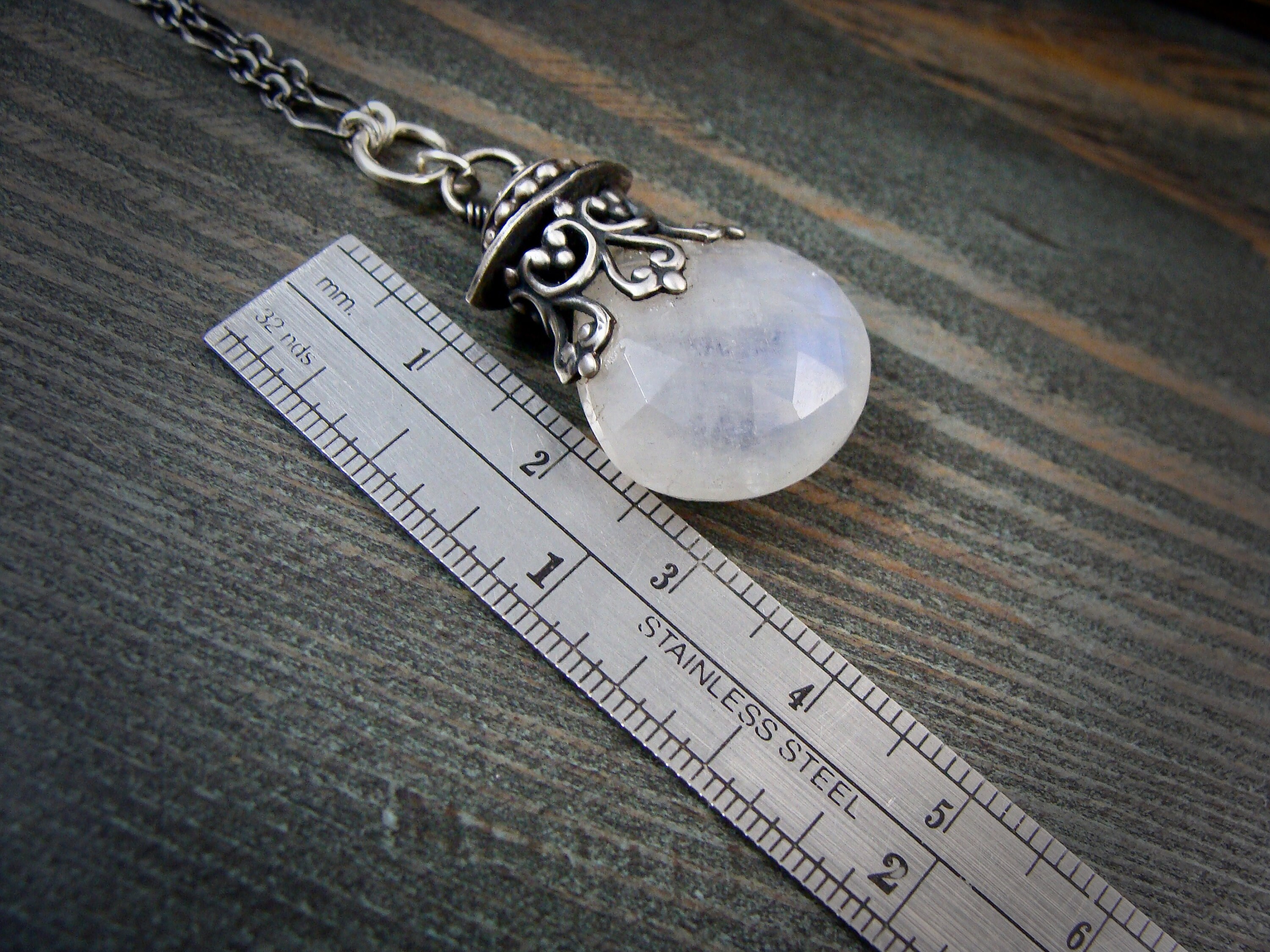 large rainbow moonstone pendulum ... sterling silver and moonstone ...