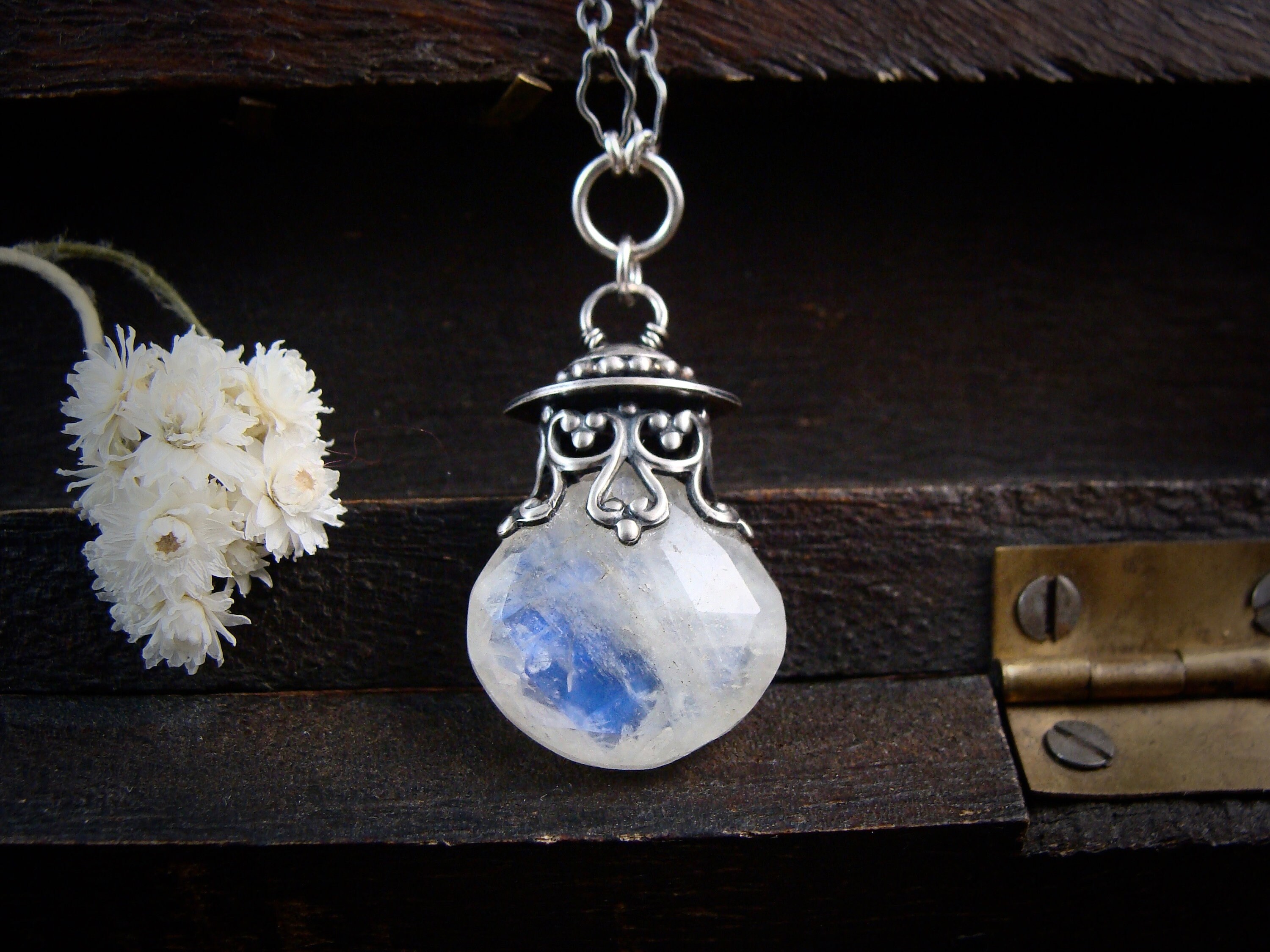 large rainbow moonstone pendulum ... sterling silver and moonstone ...