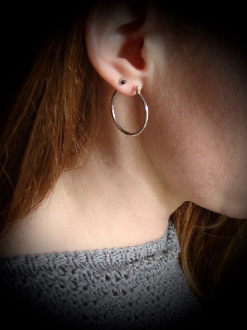 Hand Stamped Sterling Silver Hoop Earrings – Snap Closure, Handmade ...