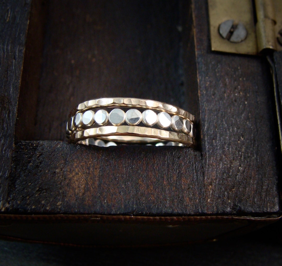 Mixed Metal Stacking Rings: Hammered Gold & Silver, Handmade - Etsy