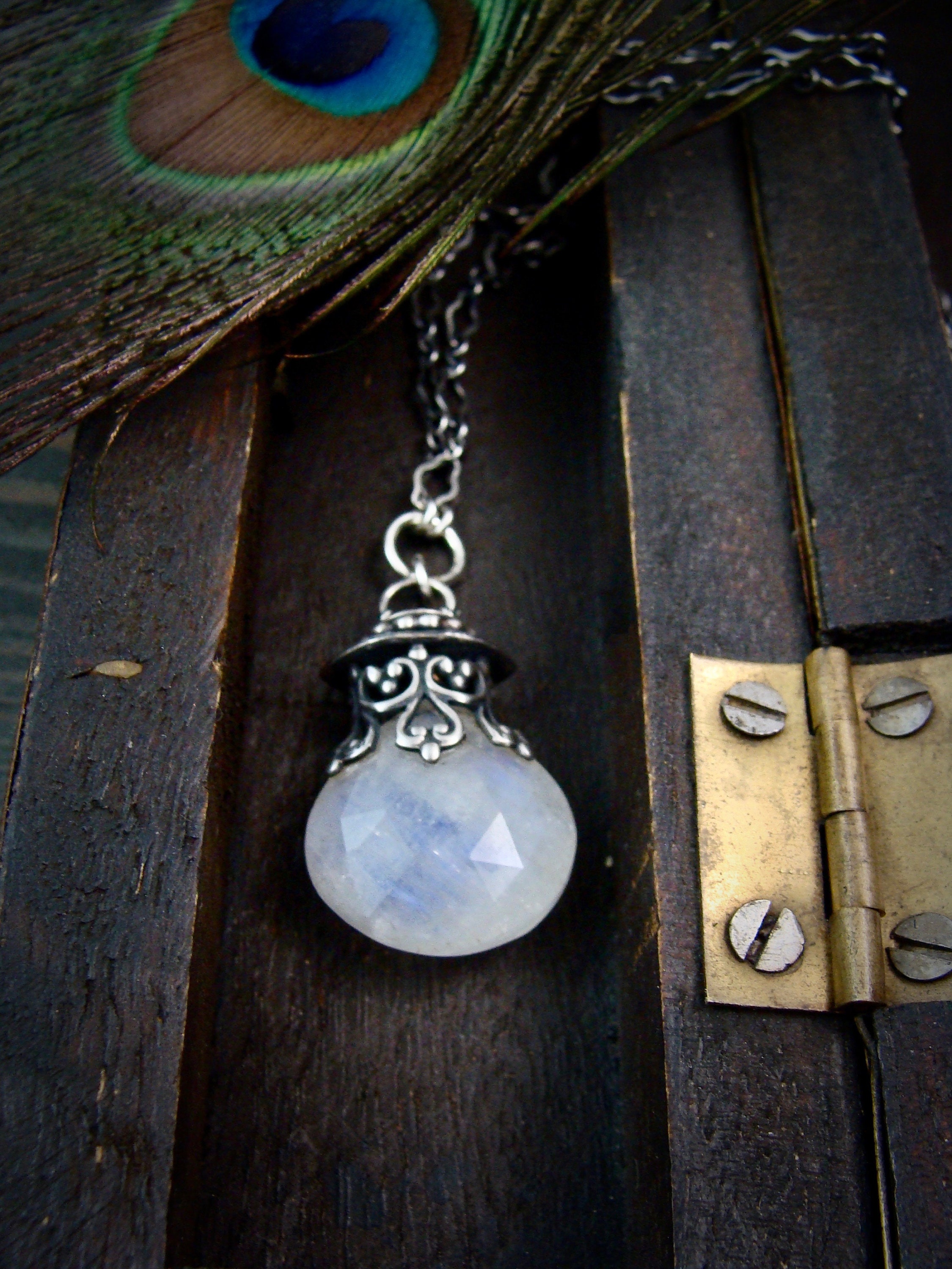 large rainbow moonstone pendulum ... sterling silver and moonstone ...
