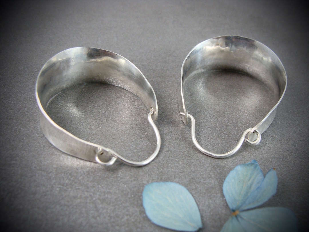 Handmade Sterling Silver Concave Hoop Earrings – Chunky Statement ...