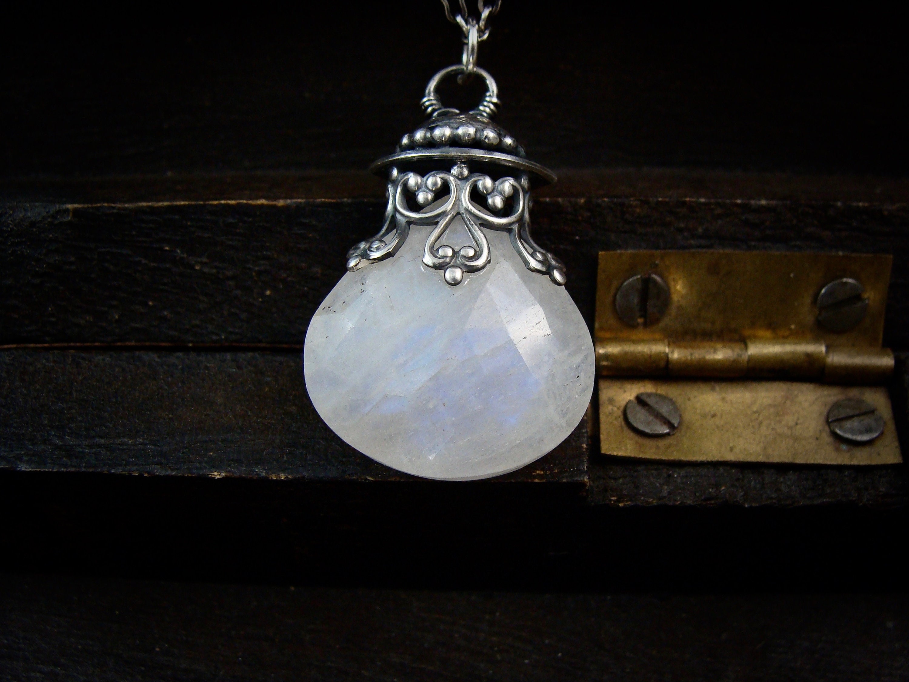 large rainbow moonstone pendulum ... sterling silver and moonstone ...