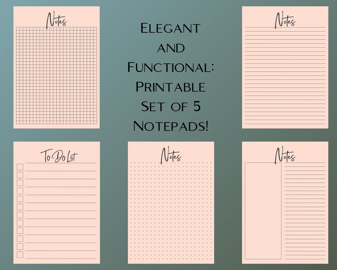 PRINTABLE A4 NOTEPAD SET Planner Pages for Notes Set of 5 Notepads - Etsy