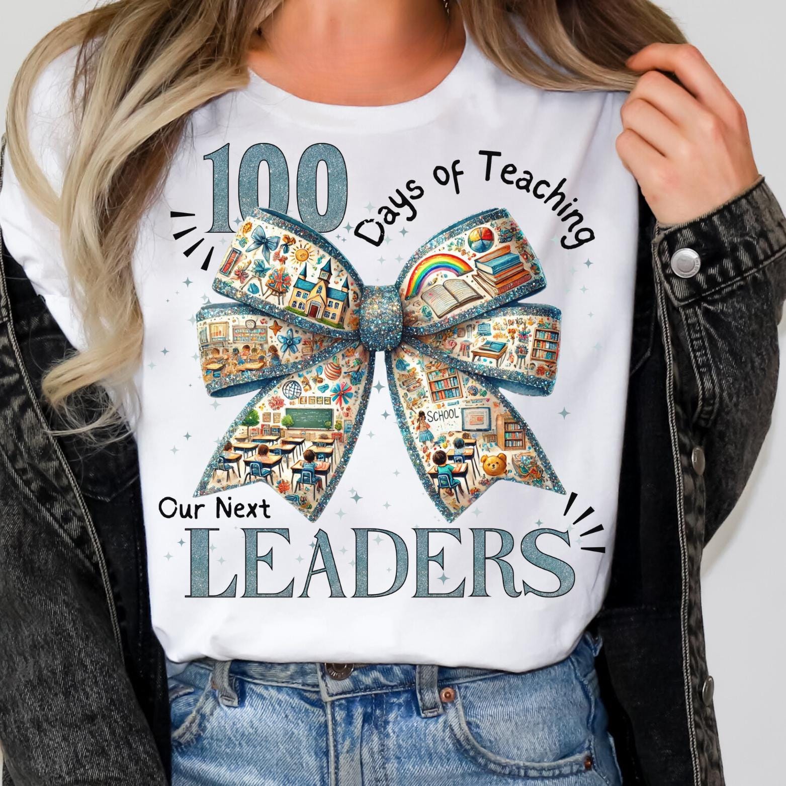 100 Days of School Coquette PNG, Teaching Leaders Png Happy 100 Days of ...