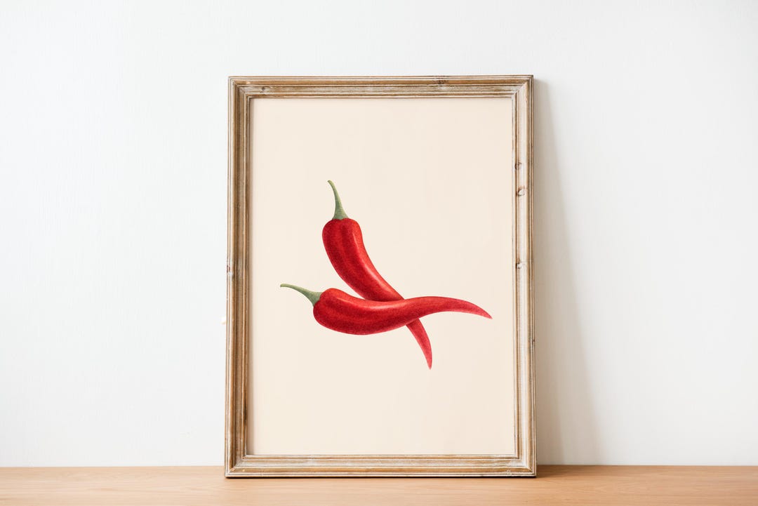 Chilli Print, Chilli Poster, Retro Kitchen Wall Art, Trendy Kitchen ...