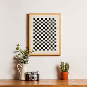 Checkered Wall Art, Groovy Wall Art, Retro Wall Art, Mid Century Modern ...