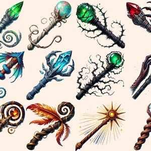 Wizard Staff Clipart - 26 PNG Magical Staff Illustrations, Enchanted ...