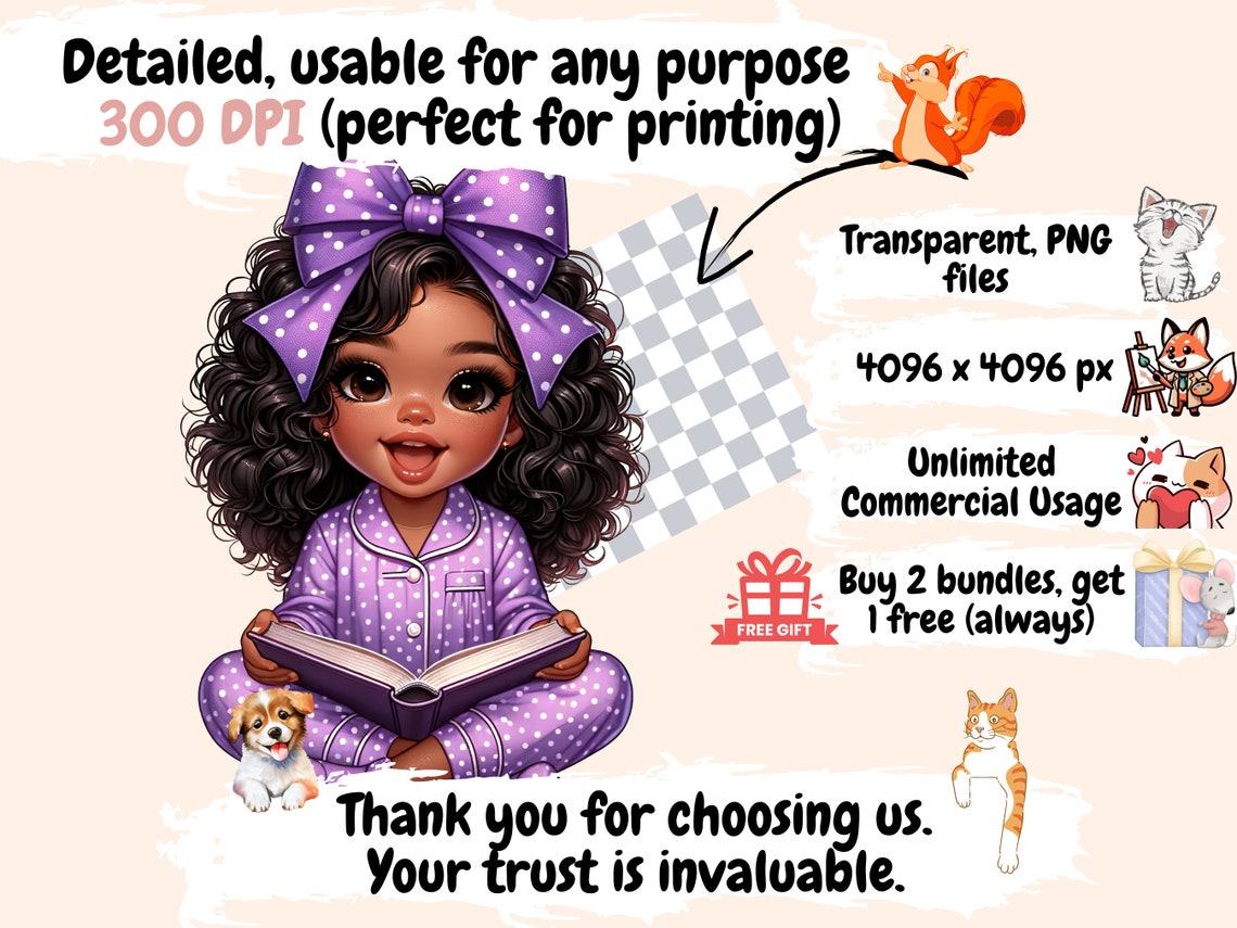 Pyjama Girls (P2) Clipart - 16 PNG Cute Adorable Girl Graphics, Sweet ...