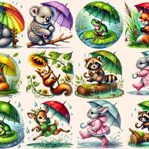 Rainy Day Animals Clipart – 30 PNG Illustrations (digital Download) - Etsy