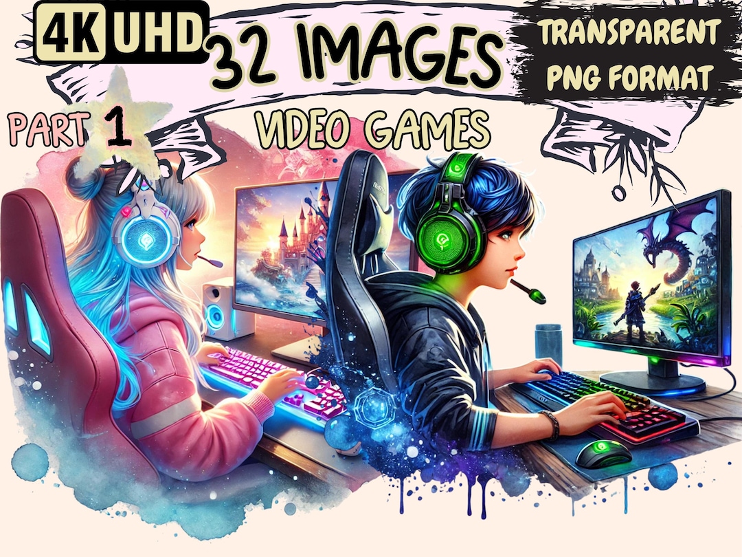 Video Games Clipart - 32 PNG Gaming-themed Illustrations, Fun and ...