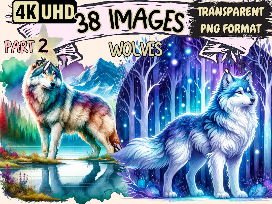 Wolves P2 Clipart 38 PNG Majestic Wolf Graphics, Wildlife Printables ...