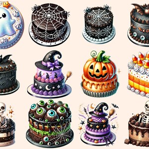 Halloween Cakes (P2) Clipart - 25 PNG Spooky Dessert Illustrations ...